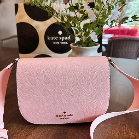 kate spade | Bags | Kate Spade Madison Saddle Bag Conch Pink Flap ...